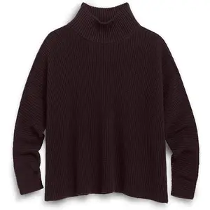 Frank & Eileen Montecito Ribbed Cotton Turtleneck Sweater - Espresso