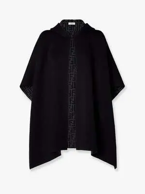 Fendi Ff Zucca Black And Grey Cashmere Poncho - Multicolor