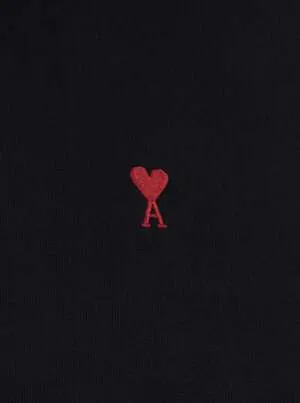 AMI Paris Hoodie With Red De Coeur Logo, Cotton - Black