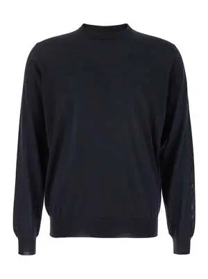 LEPLAIN Crewneck Sweater With Long Sleeves And Ribbed Finishes In Blue Wool For - Multicolor