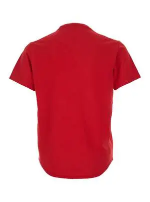 Dsquared2 X Magliano' Red Crewneck T-shirt With Maxi Print On The Front In Cotton