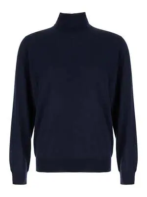 LEPLAIN Turtleneck Sweater With Long Sleeves In Merino Wool And Silk Blue - Multicolor