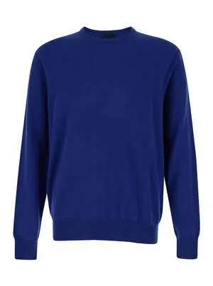 LEPLAIN Blue Crewneck Long Sleeve Sweater In Cashmere - Multicolor
