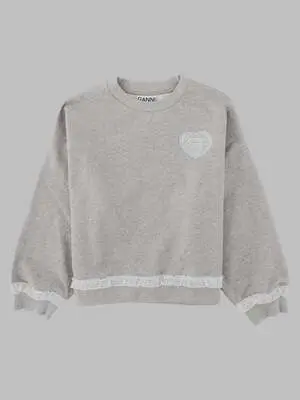 GANNI Felpa Isoli Con Patch Logo - Gray