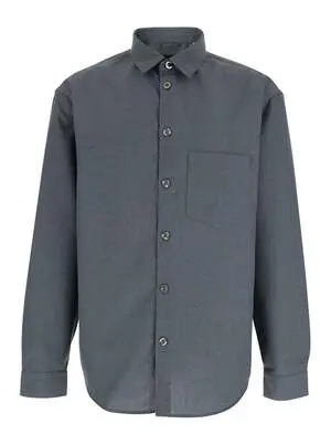 LEPLAIN Grey Shirt With Classic Collar In Virgin Wool Blend - Gray