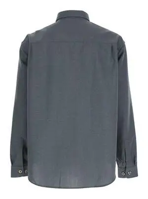 LEPLAIN Grey Shirt With Classic Collar In Virgin Wool Blend