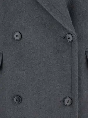 LEPLAIN Grey Double-breasted Coat With Wide Notched Revers In Wool