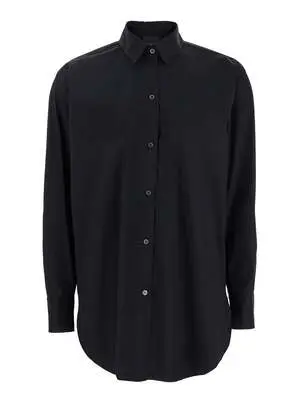 LEPLAIN Shirt With Classic Collar In Cotton Blend Stretch - Black