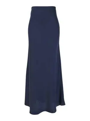 LEPLAIN Blue Long Skirt With Ruffle Detail At The Bottom In Satin - Multicolor