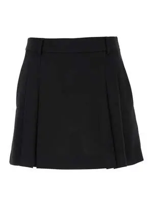 LEPLAIN Mini Pleated Skirt With Belt Loops In Fabric - Black