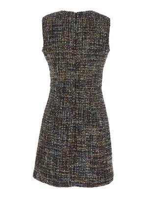 LEPLAIN Dress With Concealed Back Closure And Patterned Motif In Tweed