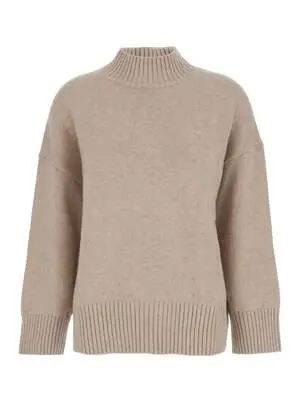 LEPLAIN Beige Turtleneck Sweater With Dropped Shoulder In Cashmere - Cream