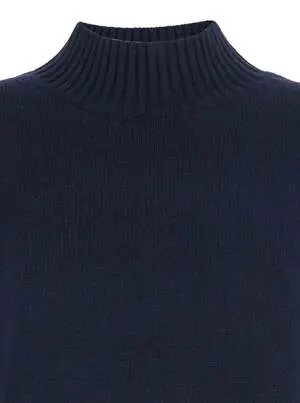 LEPLAIN Women Mock Neck Pullover 5gg With High Collar And Long Sleeves In Blue Cashmere