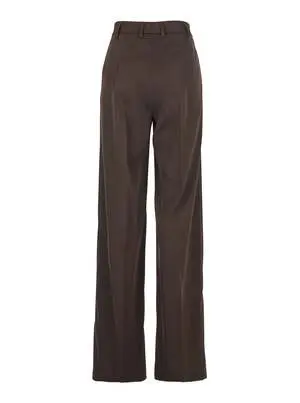 LEPLAIN Satin Tailored Pants With Front Pleats For