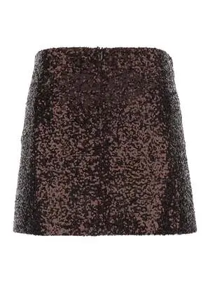 LEPLAIN Brown Fabric Skirt With All-over Sequins For