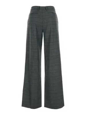LEPLAIN Grey Trousers With Striped Motif In Wool