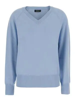 LEPLAIN Light Sweater With V Neck In Cashmere For - Blue