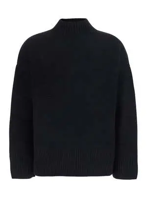 LEPLAIN Sweater With Mock Neck And Dropped Shoulders In Cashmere For - Black