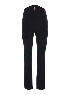 Moncler Black Stretch Pants With Logo Patch On The Back In Tech Fabric