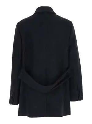 LEPLAIN Short Coat With Halfbelt And Classic Collar In Wool Blend For