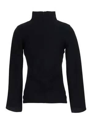 LEPLAIN Black High-neck Top With Slit Sleeves In Fabric For