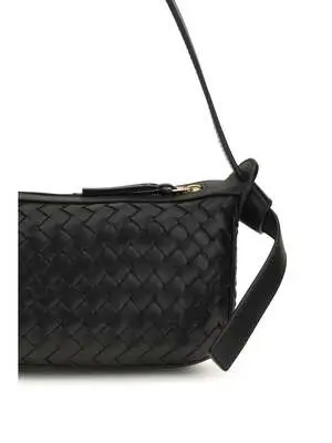 Bottega Veneta Intrecciato Leather Shoulder Bag - Black