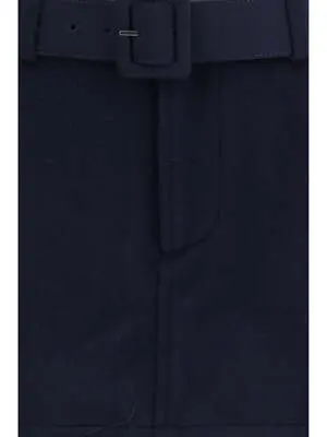 SELF-PORTRAIT Wool Shorts With Lace - Blue