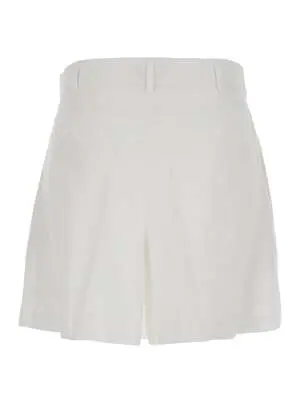 LEPLAIN White Linen Shorts With Belt Loops