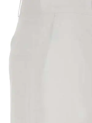 LEPLAIN White Linen Shorts With Belt Loops