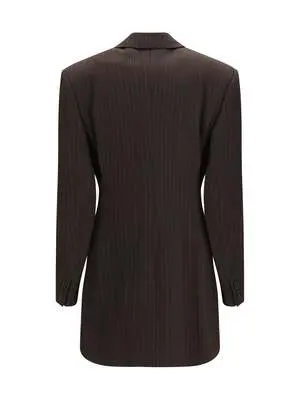 Saint Laurent Double-breasted Pinstripe Mélange Wool Jacket