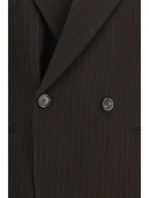Saint Laurent Double-breasted Pinstripe Mélange Wool Jacket