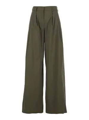 LEPLAIN Wide Leg Trousers With Pleats For - Green