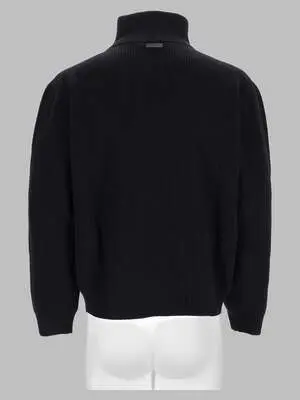 Saint Laurent Pullover Con Mezza Zip In Lana A Coste