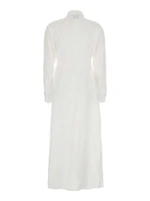 LEPLAIN Dress With Classic Collar And Adjustable Belt In Linen For