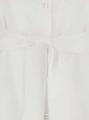LEPLAIN Dress With Classic Collar And Adjustable Belt In Linen For