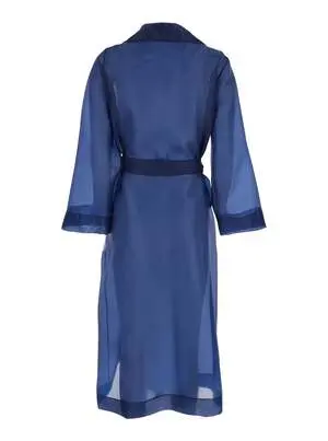 LEPLAIN Blue Light Trench With Notched Revers And Front Belt Closure In Tech Fabric