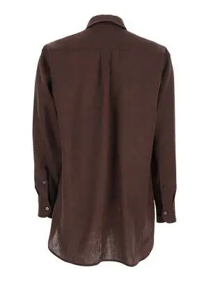LEPLAIN Linen Shirt With Classic Collar And Button Closure