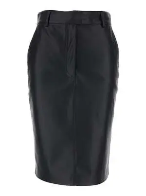 LEPLAIN Black Skirt With Hidden Closure On The Front In Ecoleather - Multicolor