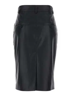 LEPLAIN Black Skirt With Hidden Closure On The Front In Ecoleather