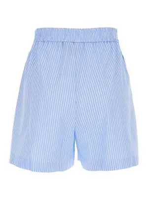 LEPLAIN Light Blue Shorts With Striped Motif In Cotton Blend