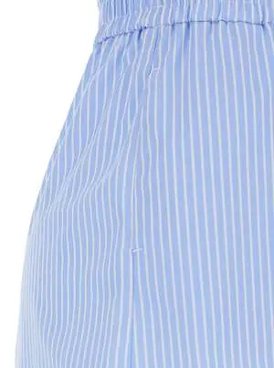 LEPLAIN Light Blue Shorts With Striped Motif In Cotton Blend