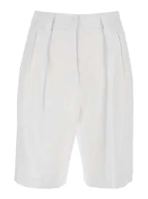 LEPLAIN Leplain Women White Bermuda With Front Pleates In Linen For Women