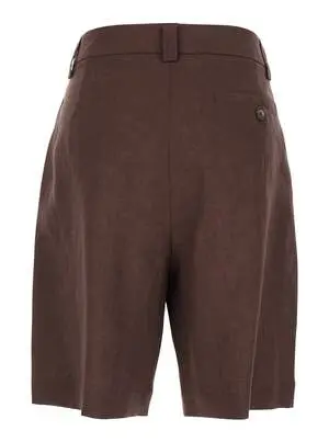 LEPLAIN Linen Front Pleated Shorts For