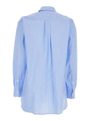 LEPLAIN Blue Striped Shirt With Classic Collar For