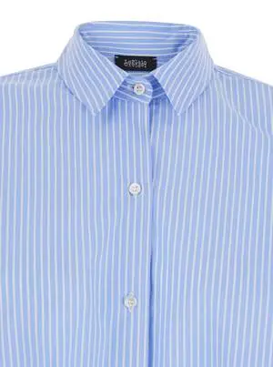 LEPLAIN Blue Striped Shirt With Classic Collar For