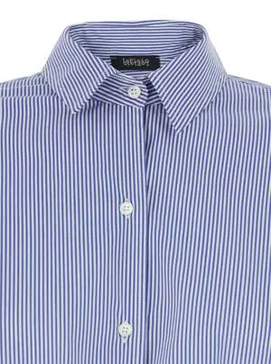 LEPLAIN Shirt With Striped Motif And Classic Collar In Blue Fabric For