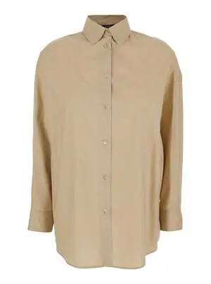 LEPLAIN Beige Shirt With Classic Collar And Long Sleeves In Cotton For - Cream