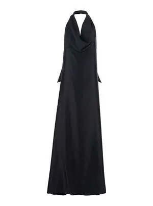 LEPLAIN Long Dress With Halterneck And Open Back In Fabric - Black