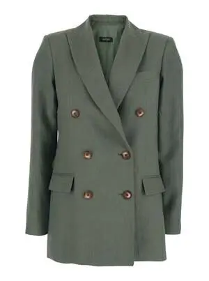LEPLAIN Double-breasted Jacket With Peak Revers In For - Green