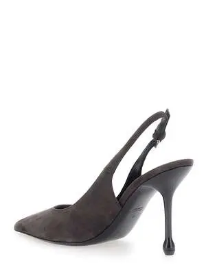 LEPLAIN Pointed Toe Heels With Adjustable Strap In Suede For
